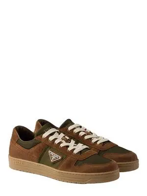Prada Downtown Re-nylon And Suede Sneakers - Brown