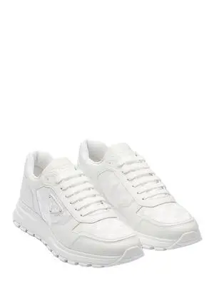Prada Leather And Re-nylon Sneakers - White