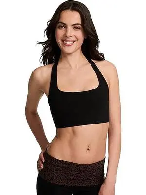 Pink All-day Cotton™ Halter Sports Bra - Black