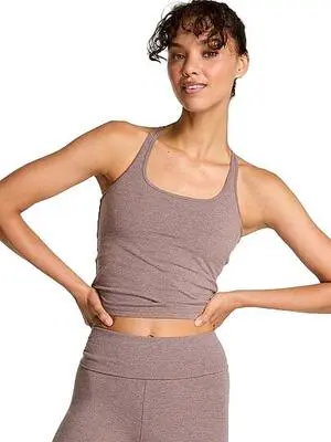 Pink All-day Cotton Square-neck Bra Tank - Brown
