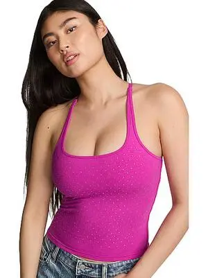 Pink All-day Cotton Square-neck Bra Tank - Pink