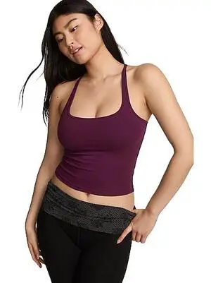 Pink All-Day Cotton Square-Neck Bra Tank Purple