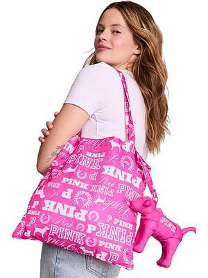 Pink Packable Tote Bag - Print
