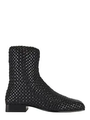 Bottega Veneta Zipped Padded Intreccio Ankle Boots - Black