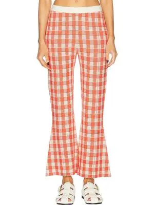 Guest In Residence Gingham Flare Pant - Cherry Combo