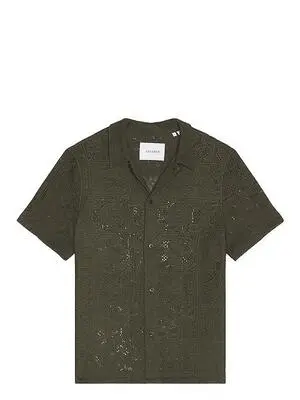 LES DEUX Hector Lace Shirt In Army - Olive Night