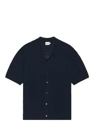 BOUND Rupert Crochet Knit Shirt - Navy