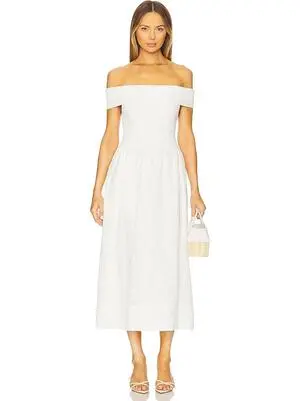 Astr The Label Mixed Media Off-shoulder Dress - White