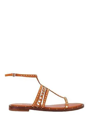 Schutz Isidora Studded Leather Sandals - Cuoio Brown