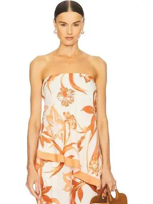 Rococo Sand Asymmetrical Strapless Top - Beige Brown