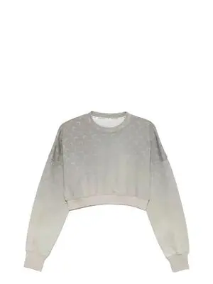 MARINE SERRE Moon Fleece Cropped Sweatshirt - Grey
