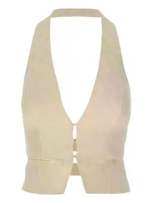 Elisabetta Franchi Halterneck Top - Neutrals
