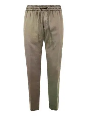DONDUP Linen-blend Trousers - Green