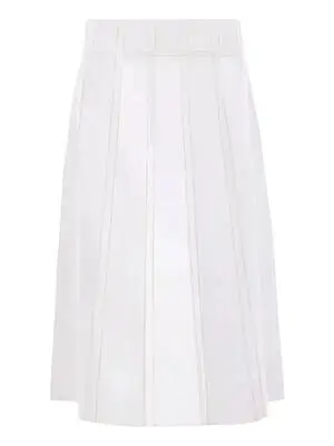 JIL SANDER Linen Pleated Skirt - White