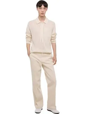 Helmut Lang Long Sleeve Zip Polo - Ivory