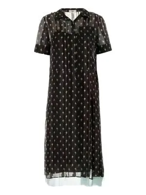 Fendi Printed Silk Shirt Dress - Black