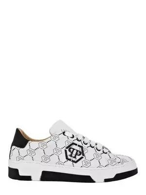 Philipp Plein Monogram Leather Sneakers - White
