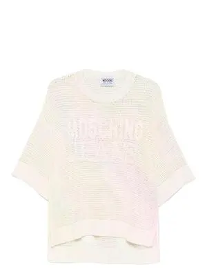 Moschino Logo-jacquard T-shirt - Neutrals