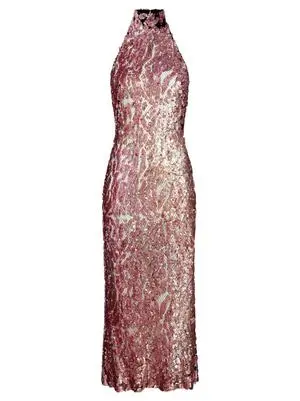 Lapointe Sequined Halterneck Midi Dress - Pink