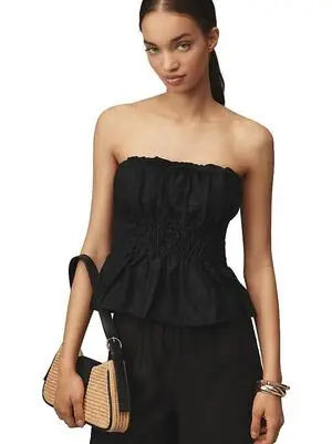 THE SOMERSET COLLECTION BY ANTHROPOLOGIE The Somerset Collection Strapless Blouse Black Onyx