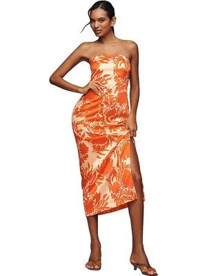 Endless Rose Strapless Printed Slip Midi Dress - Orange Pattern