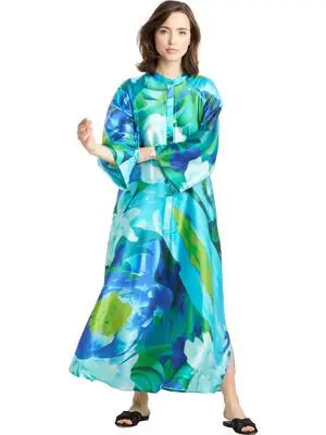 Natori Garbo Zip Caftan - Blue