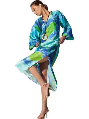 Natori Garbo Print Caftan - Blue