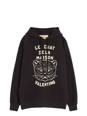 Valentino Garavani Cotton Sweatshirt With Le Chat De La Maison Patch - Black