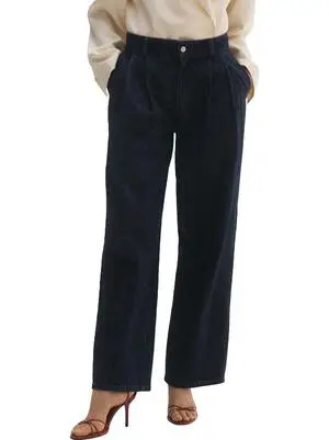 Mango Pleated High-waist Wide-leg Jeans - Open Blue