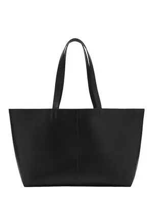 Mango Leather Shopper - Black
