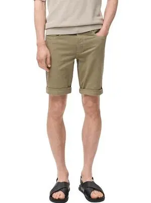 Mango Denim Bermuda Shorts - Khaki Green