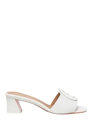 Santoni Mid-heel Leather Sandal - White