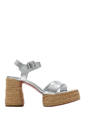 CHRISTIAN LOUBOUTIN Calakala 85mm Metallic Leather Sandals - Silver