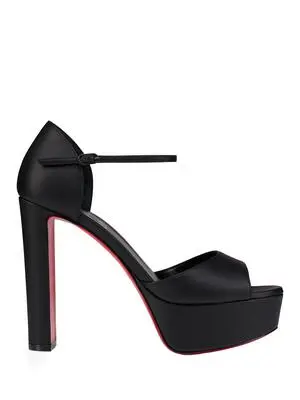 CHRISTIAN LOUBOUTIN Sandaloo 130mm Leather Platform Sandals - Black