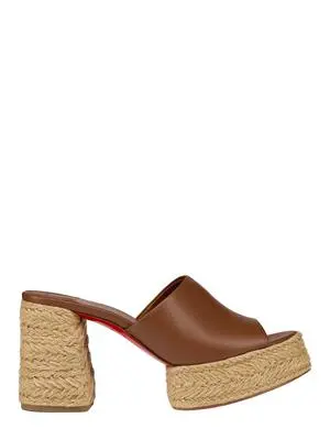 CHRISTIAN LOUBOUTIN Calakala 85mm Leather Platform Mules - Tan