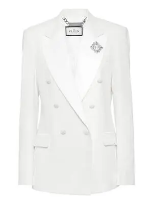 Philipp Plein Dame Double-breasted Blazer - White