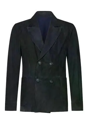 FRANZESE COLLECTION FRANZESE COLLECTION Leather Double-Breasted Blazer