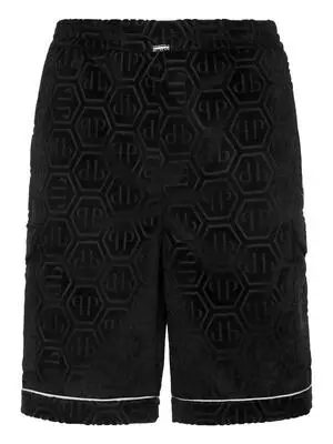 Philipp Plein Monogram Pattern Knee-length Shorts - Black