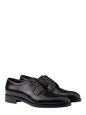 Prada Brushed Leather Lace-up Shoes - Brown