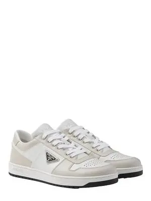 Prada Downtown Leather Sneakers Open White