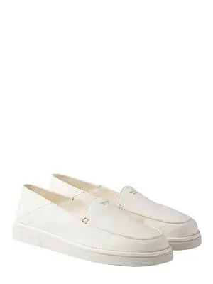 Prada Leather Slip-on Loafers - Neutral