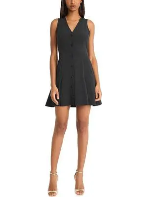 MAGGY LONDON V-Neck Button-Front Mini Dress