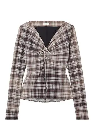 Acne Studios Ruched Checked Stretch-jersey Top - Multi