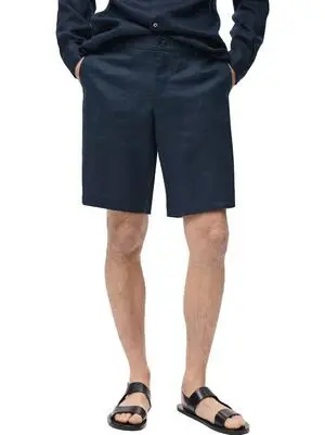 Mango MANGO Slim Fit Linen Bermuda Chino Shorts Dark Navy