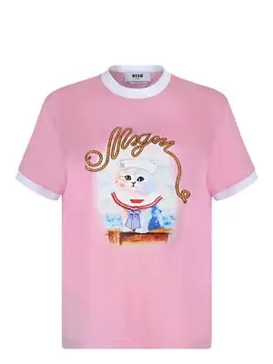 MSGM Cat-print T-shirt - Pink