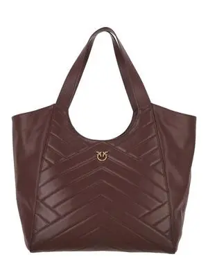 Pinko Puzzle Leather Tote Bag - Brown