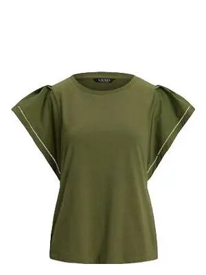 Ralph Lauren Jersey Flutter-sleeve Top - Green