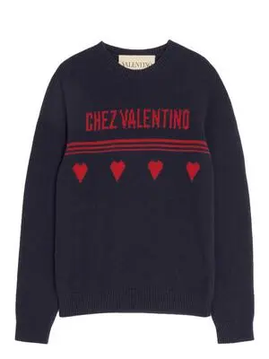 Valentino Garavani Valentino Chez Valentino Jacquard Wool Jumper Blue/red