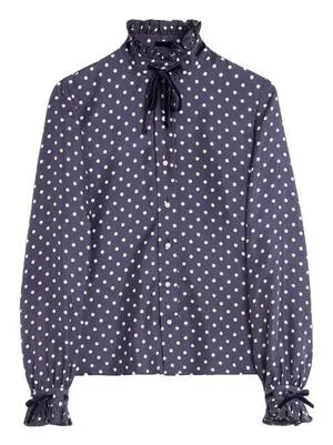 Valentino Garavani Twill Shirt With Plus De Pois Print - Navy/birch