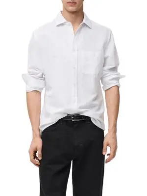 Mango Classic Fit Linen & Cotton Button-up Shirt White